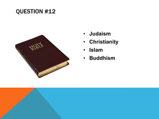 World religion pre quiz | PPTX | Judaism | Religion & Spirituality