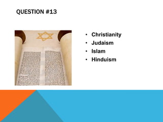 World religion pre quiz | PPTX | Judaism | Religion & Spirituality