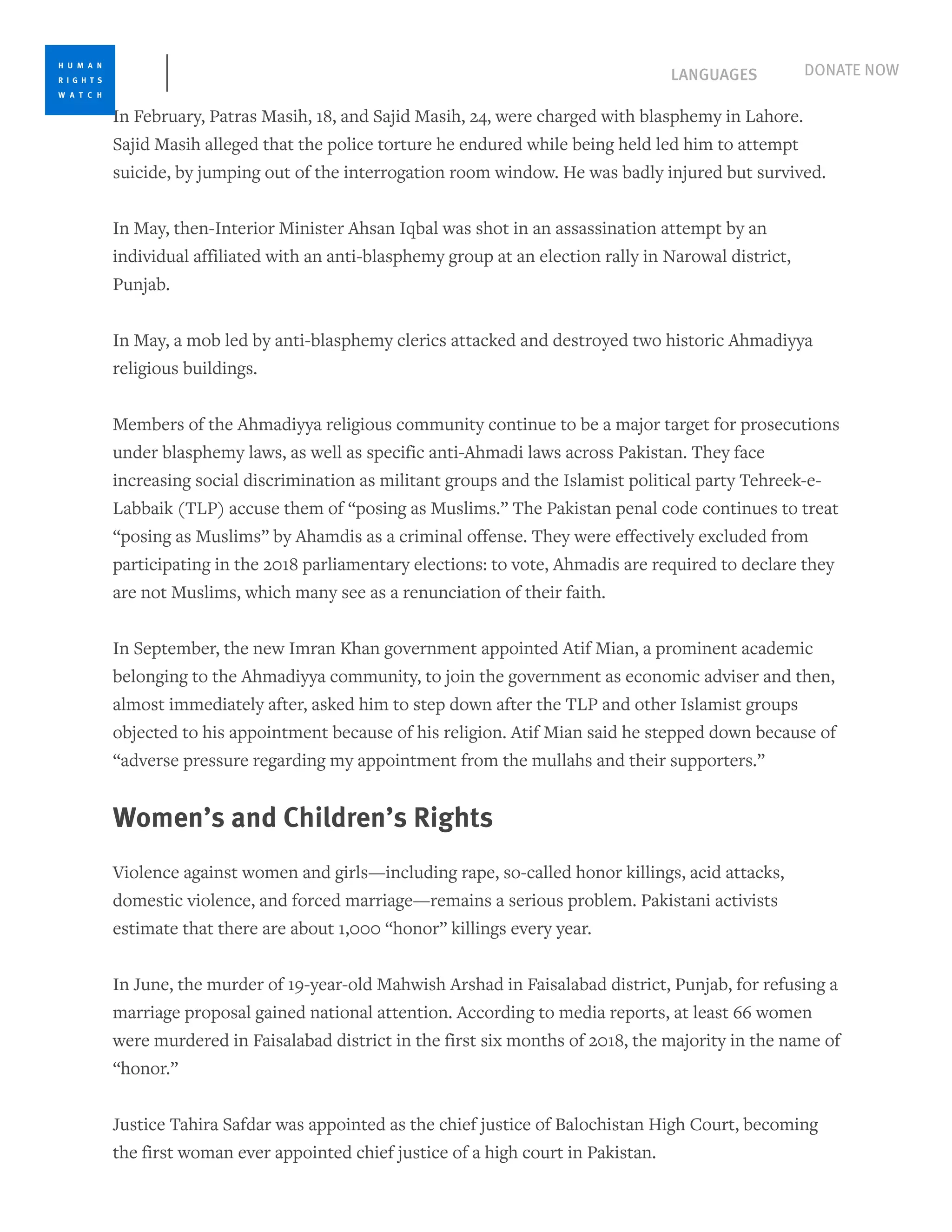 World Report 2019_ Pakistan _ Human Rights Watch.pdf
