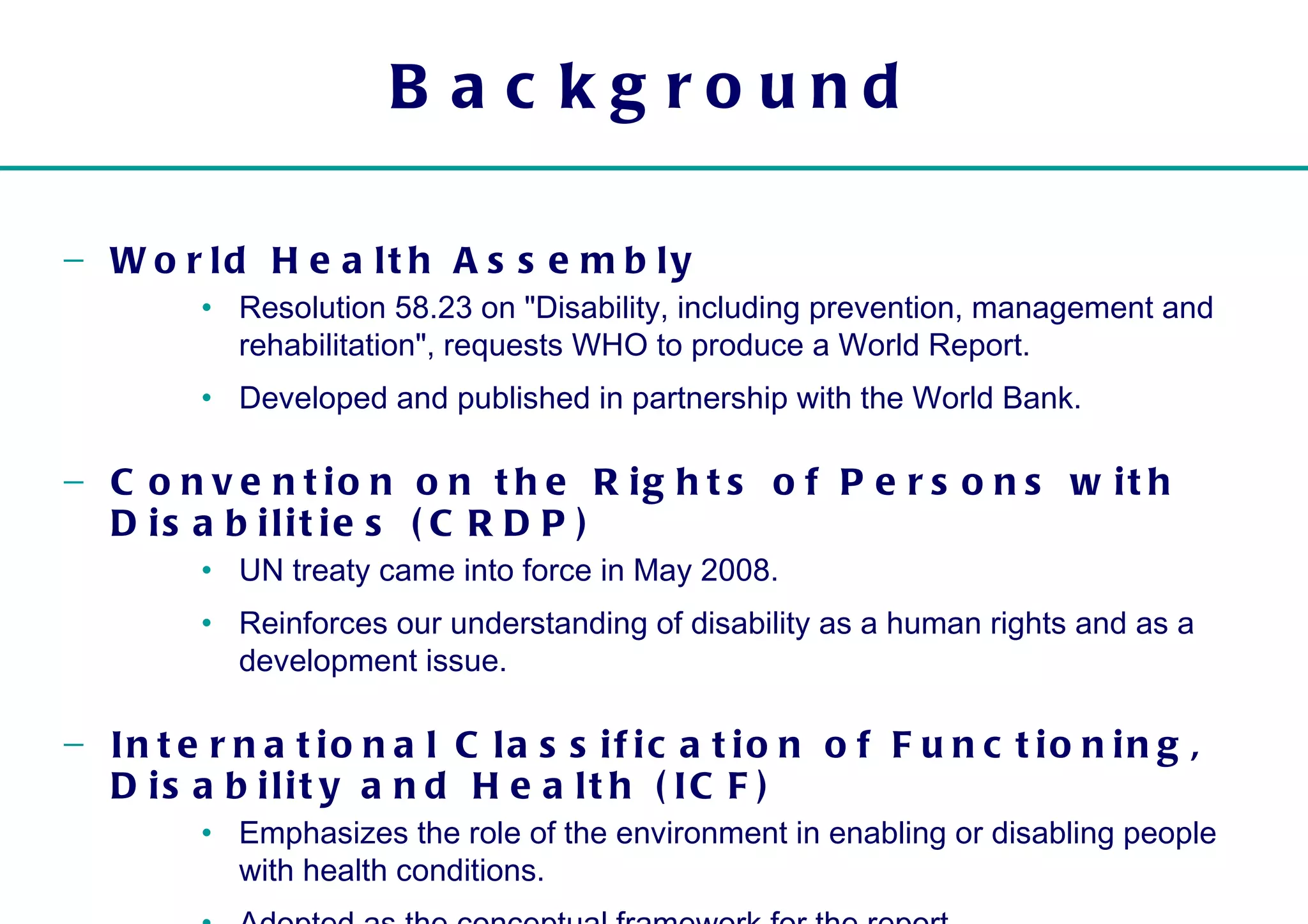 World report on disability | PPT