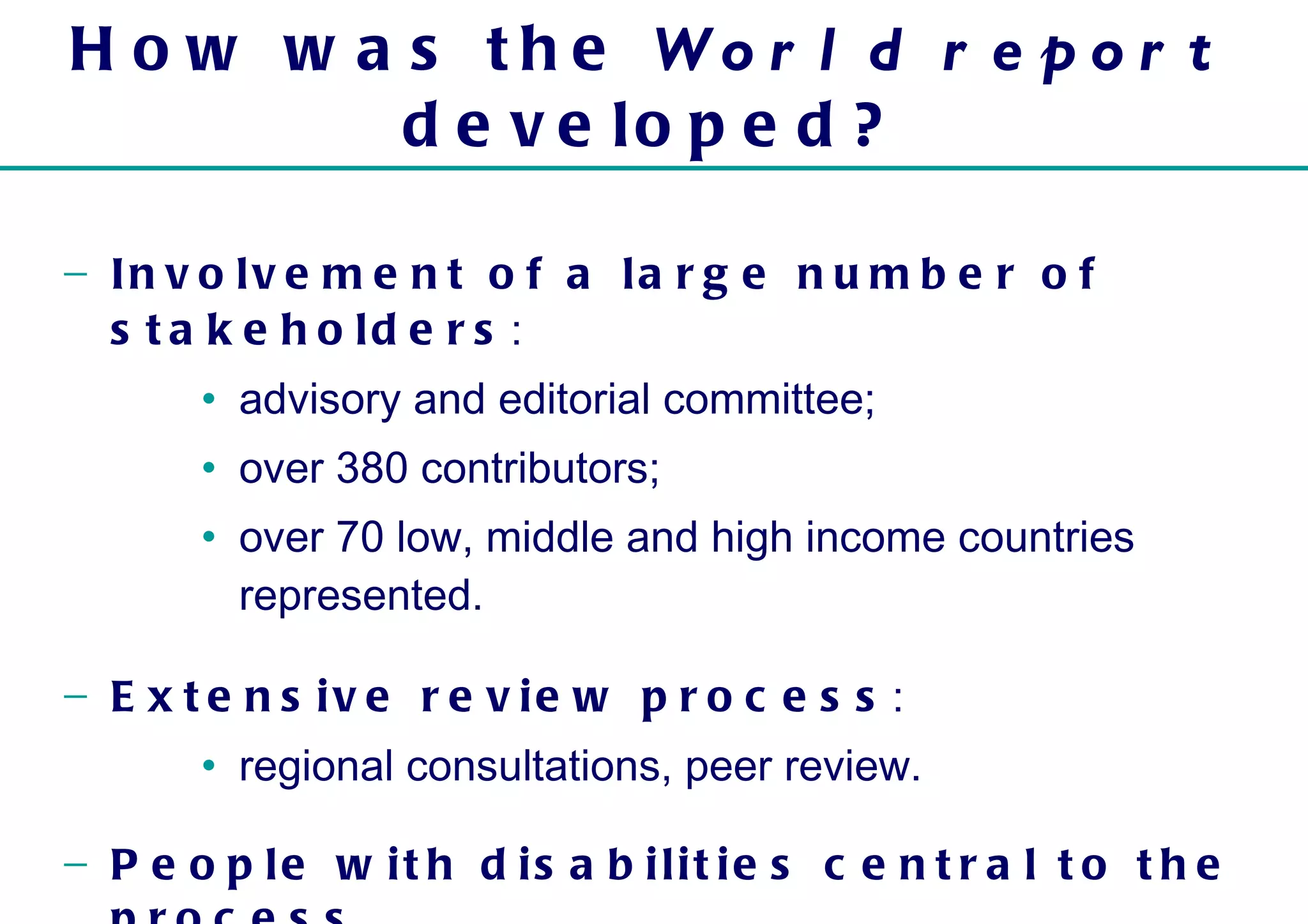 World report on disability | PPT