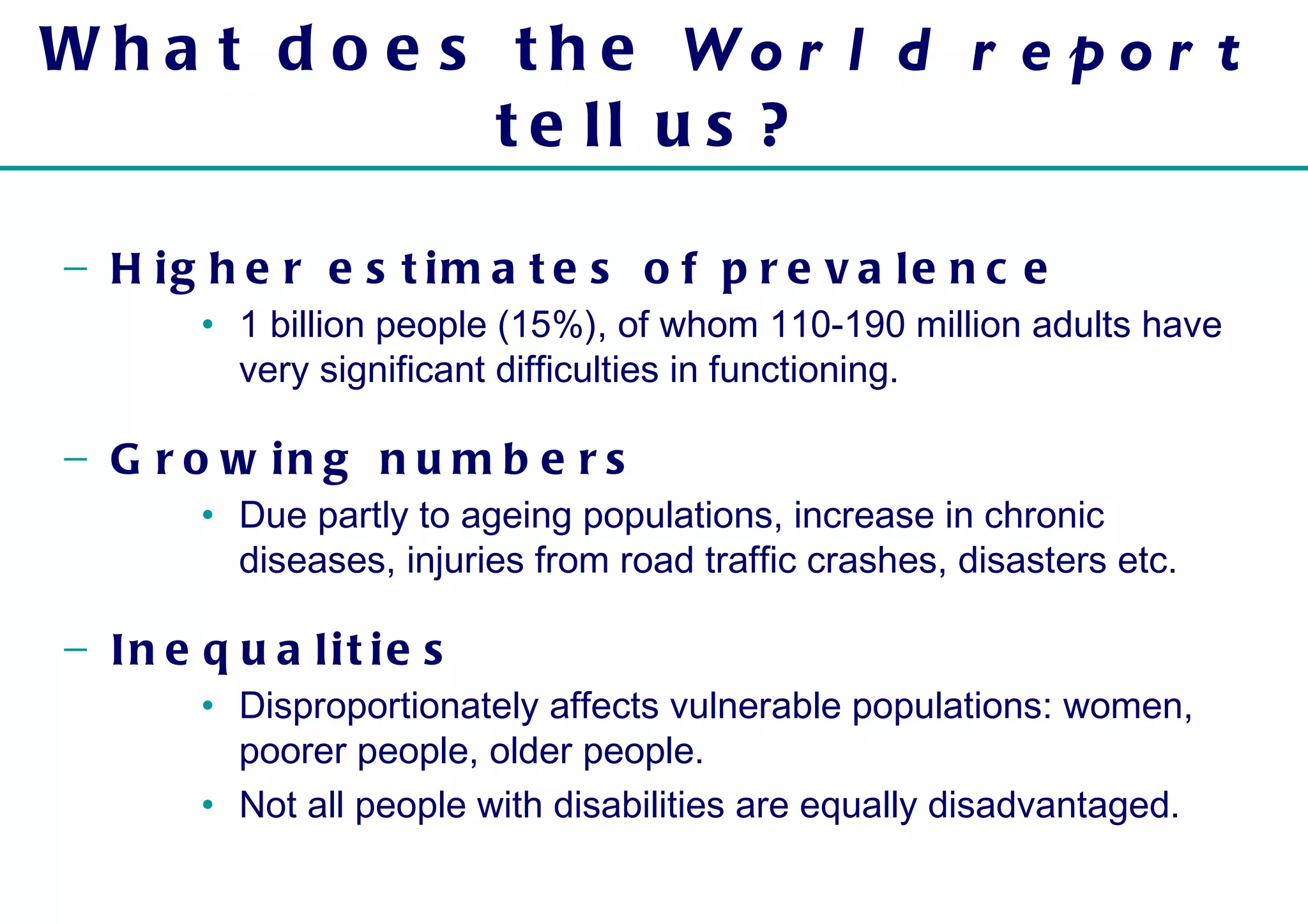 World report on disability | PPT