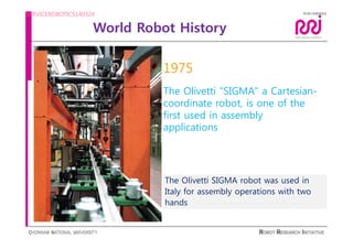 World Robot History. The Olivetti _SIGMA_ a Cartesiancoordinate. first ...