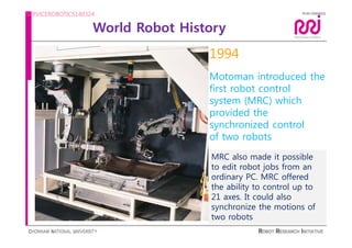 World Robot History. The Olivetti _SIGMA_ a Cartesiancoordinate. first ...