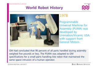 World Robot History. The Olivetti _SIGMA_ a Cartesiancoordinate. first ...