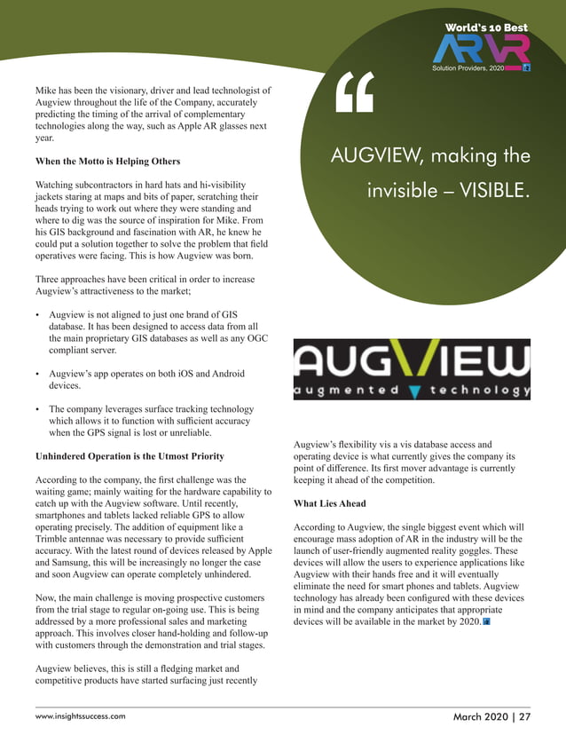 World's 10 Best AR/VR Solution Providers, 2020 | PDF