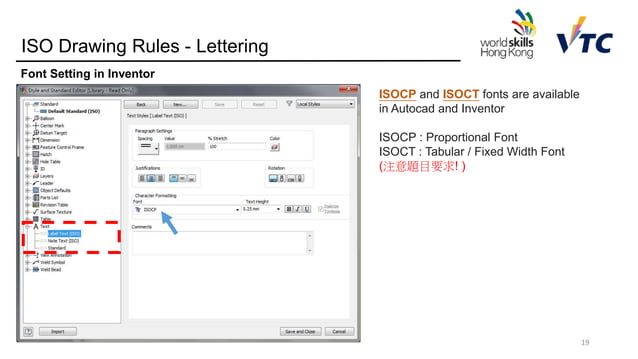 Introduction of ISO standards for technical engineering drawing