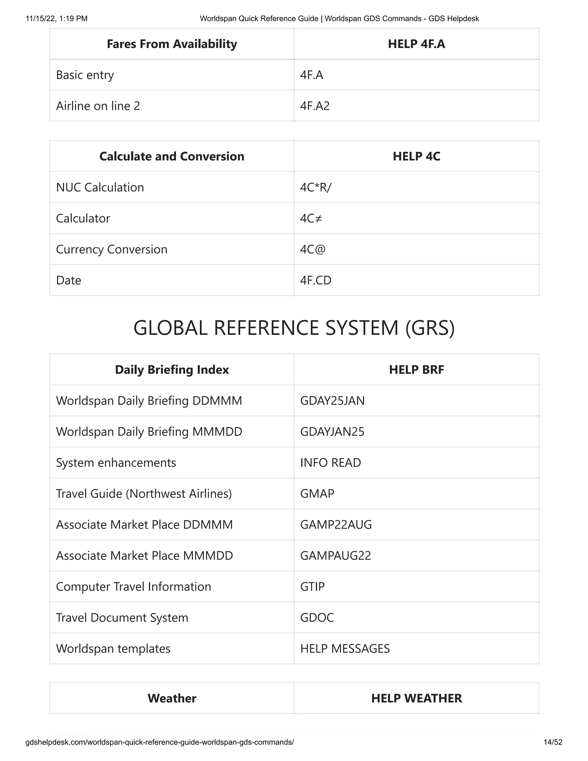 Worldspan-Quick-Reference-Guide.pdf Travel GDS commands notes for Sabre ...