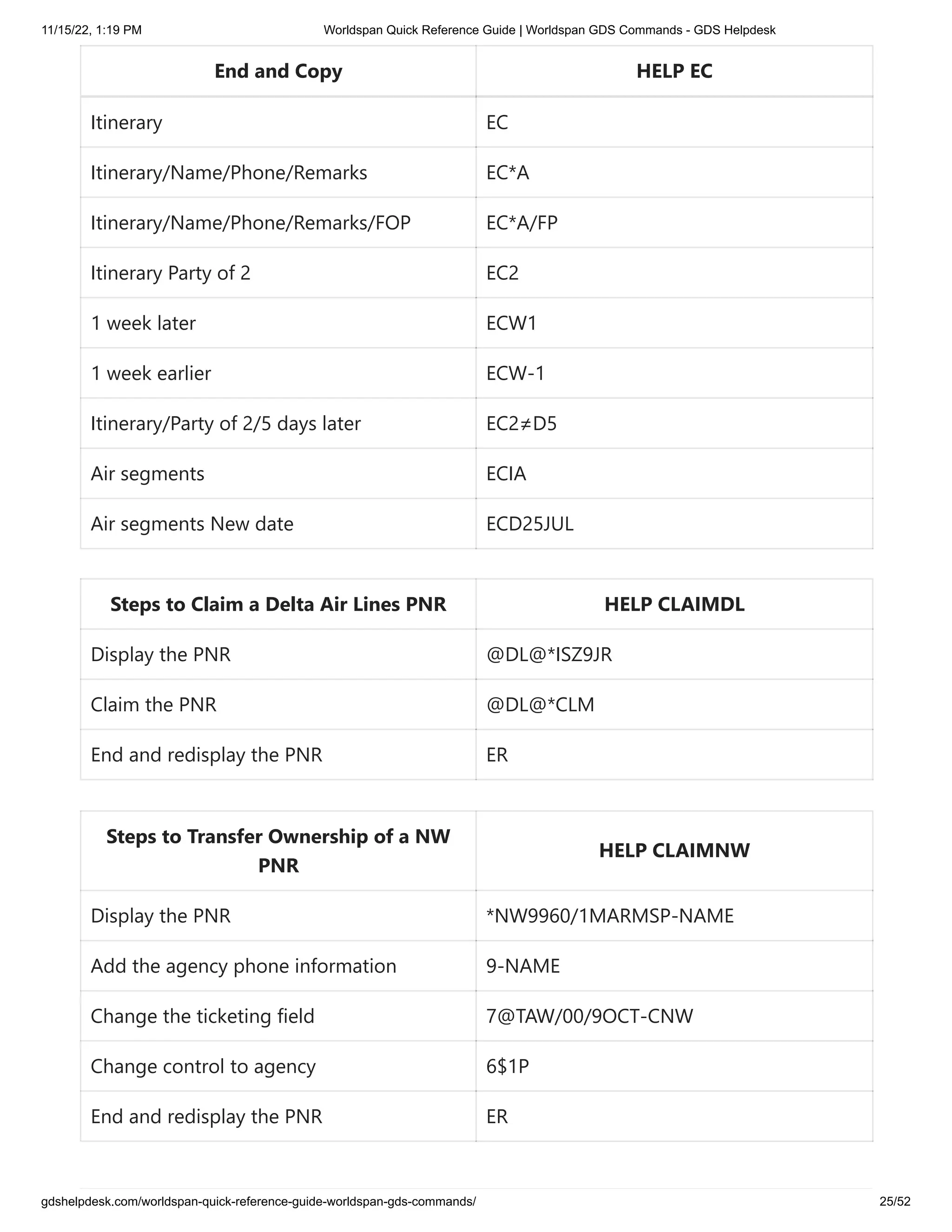 Worldspan-Quick-Reference-Guide.pdf Travel GDS commands notes for Sabre ...