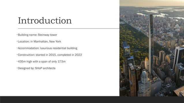 World’s skinniest skyscraper steinway tower | PPTX | Construction ...