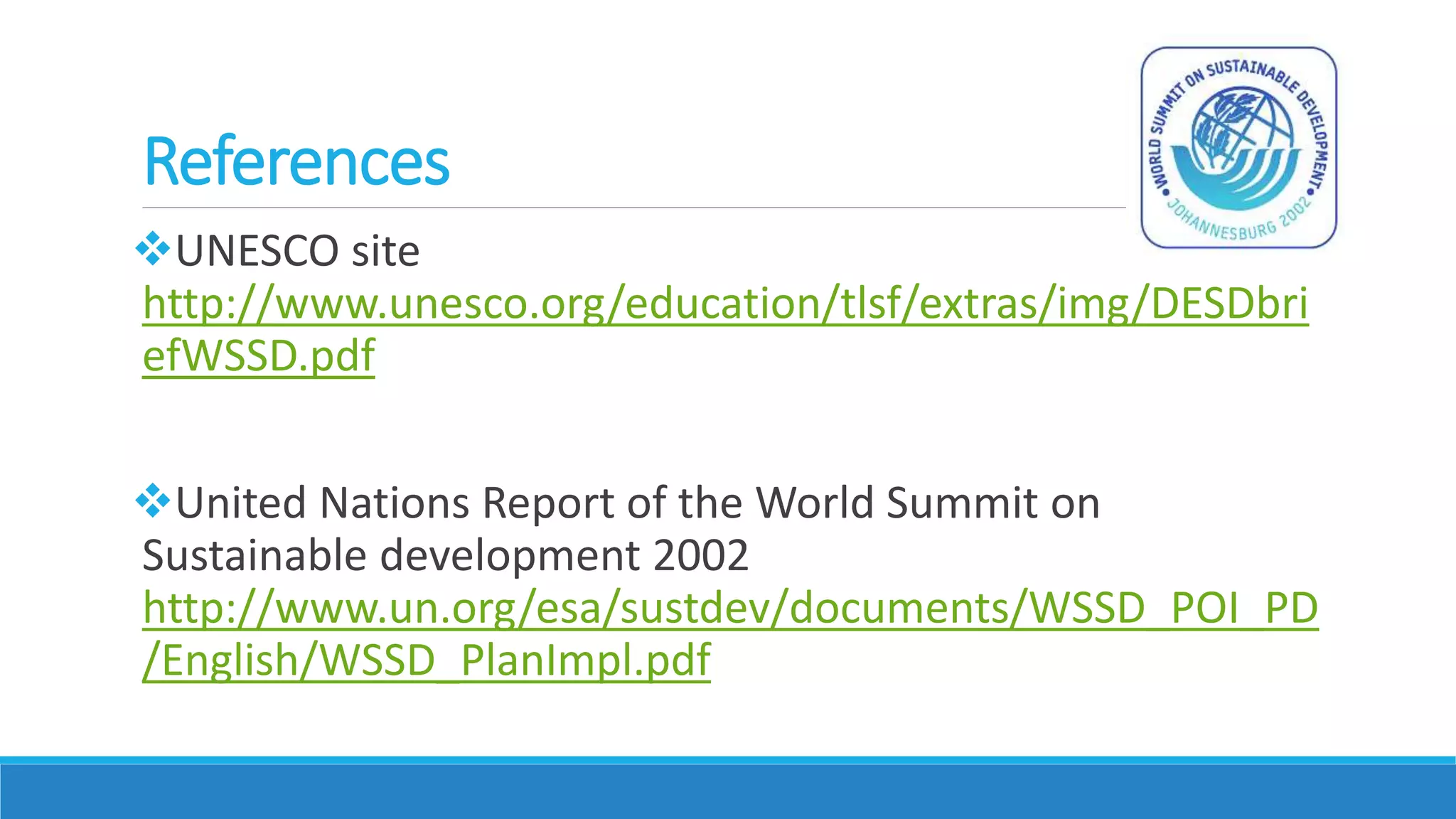 WORLD SUMMIT ON SUSTAINABLE DEVELOPMENT 2002 | PPTX