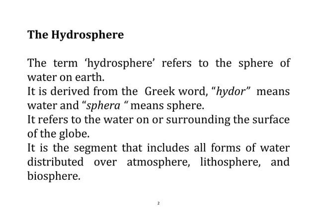 The World's water -Hydrosphere | PPT