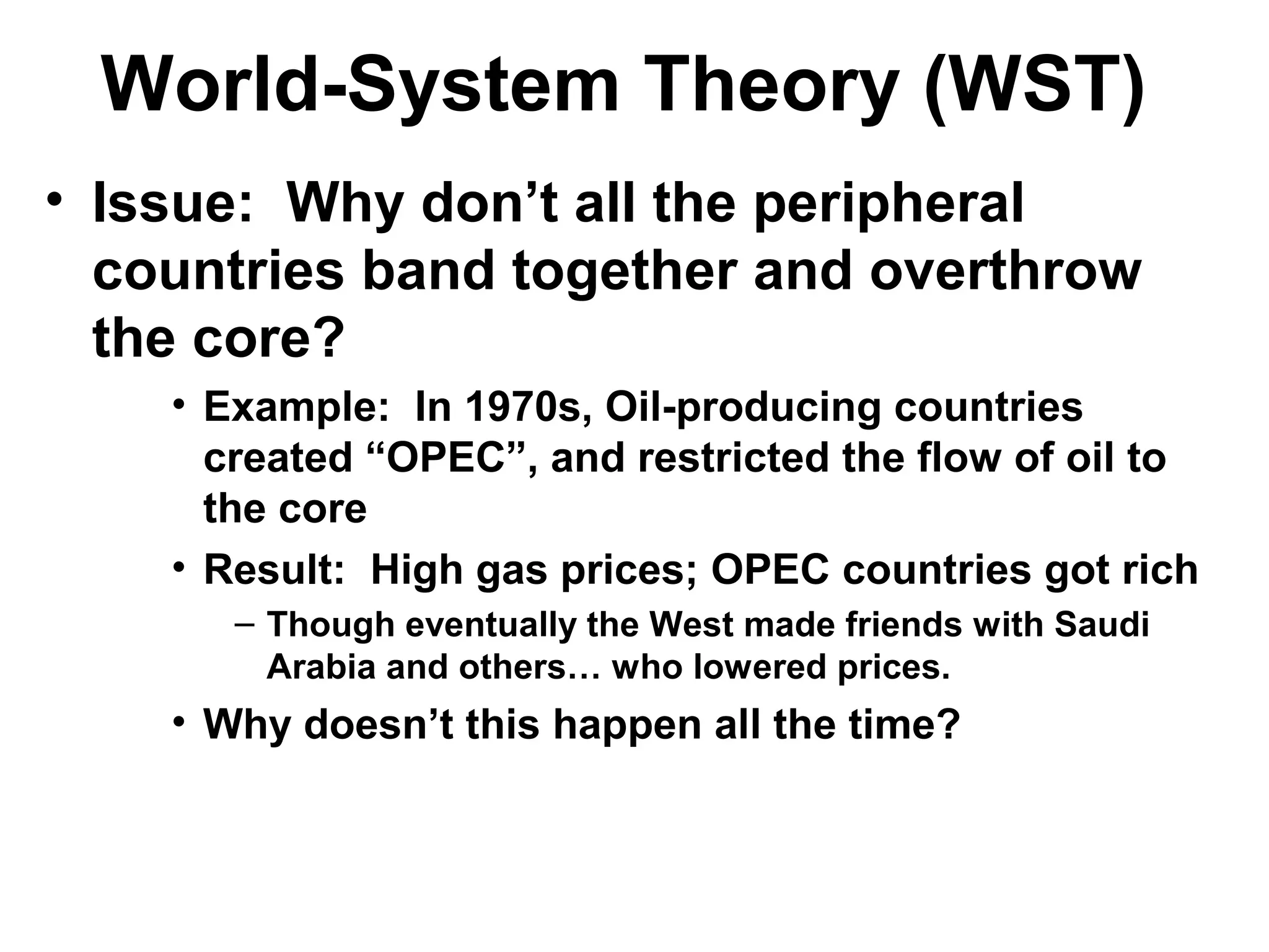 World system theory; Wallerstein | PPT
