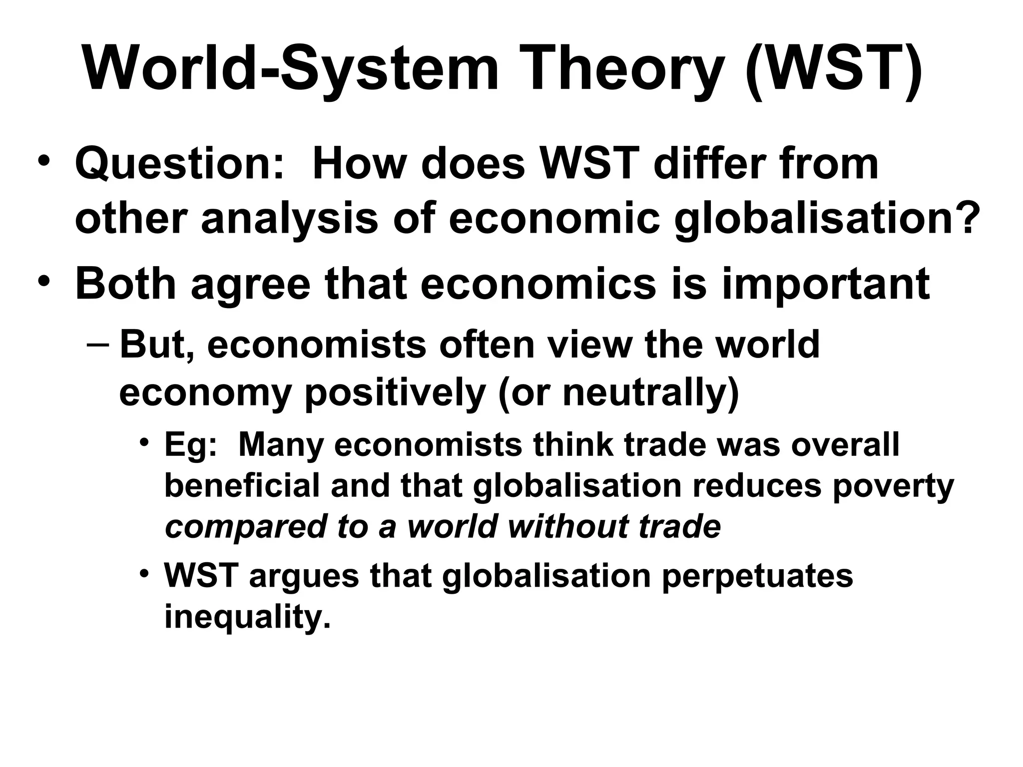 World system theory; Wallerstein | PPT