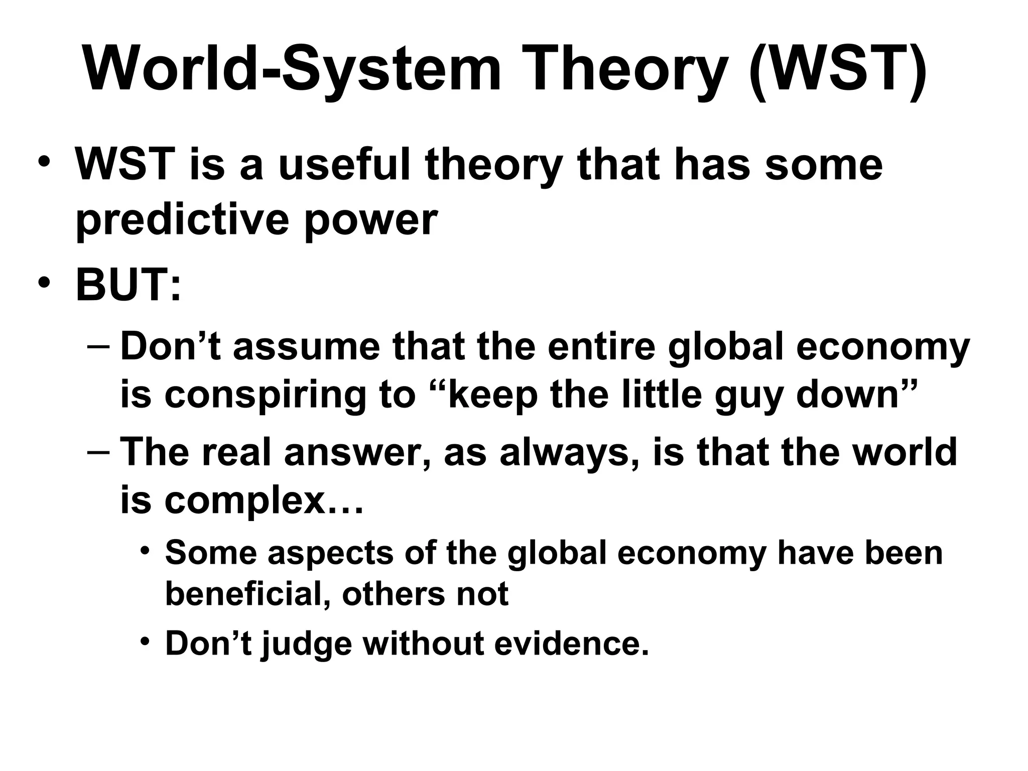 World system theory; Wallerstein | PPT