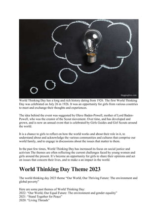 World Thinking Day 2023 Known Theme, Significance, Quotes.docx