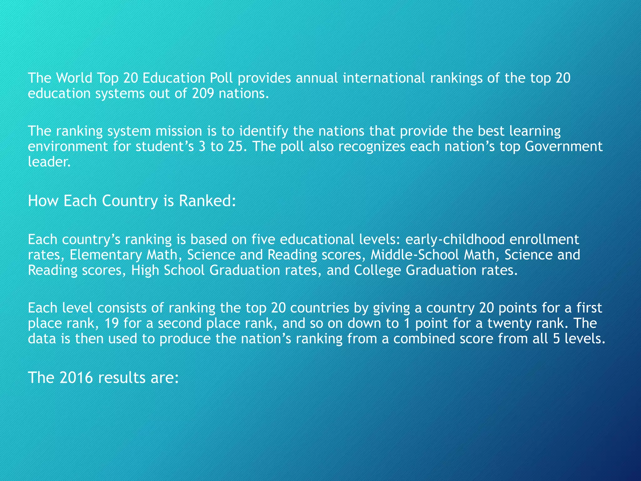 World's Best Education Systems in 2016 | PPT
