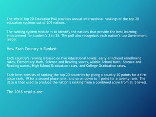 World's Best Education Systems in 2016 | PPT