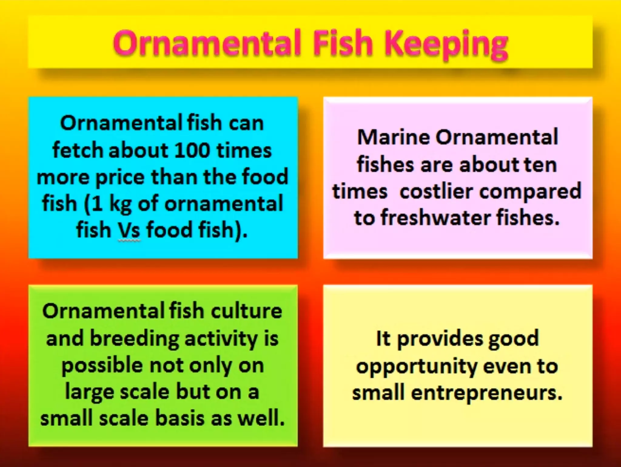 WORLD TRADE OF ORNAMENTAL FISH AND EXPORT POTENTIAL AND DIFFERENT ...