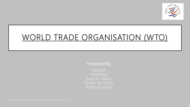World trade organisation (WTO) | PPT