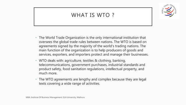 World trade organisation (WTO) | PPT