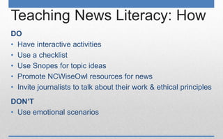 Junk News & News Literacy: Teaching Ideas | PPTX