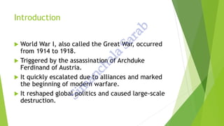 World war-1(Causes & impacts at a glance) PPT by Simanchala Sarab(BABed,sem-4, Sessional work) | PDF