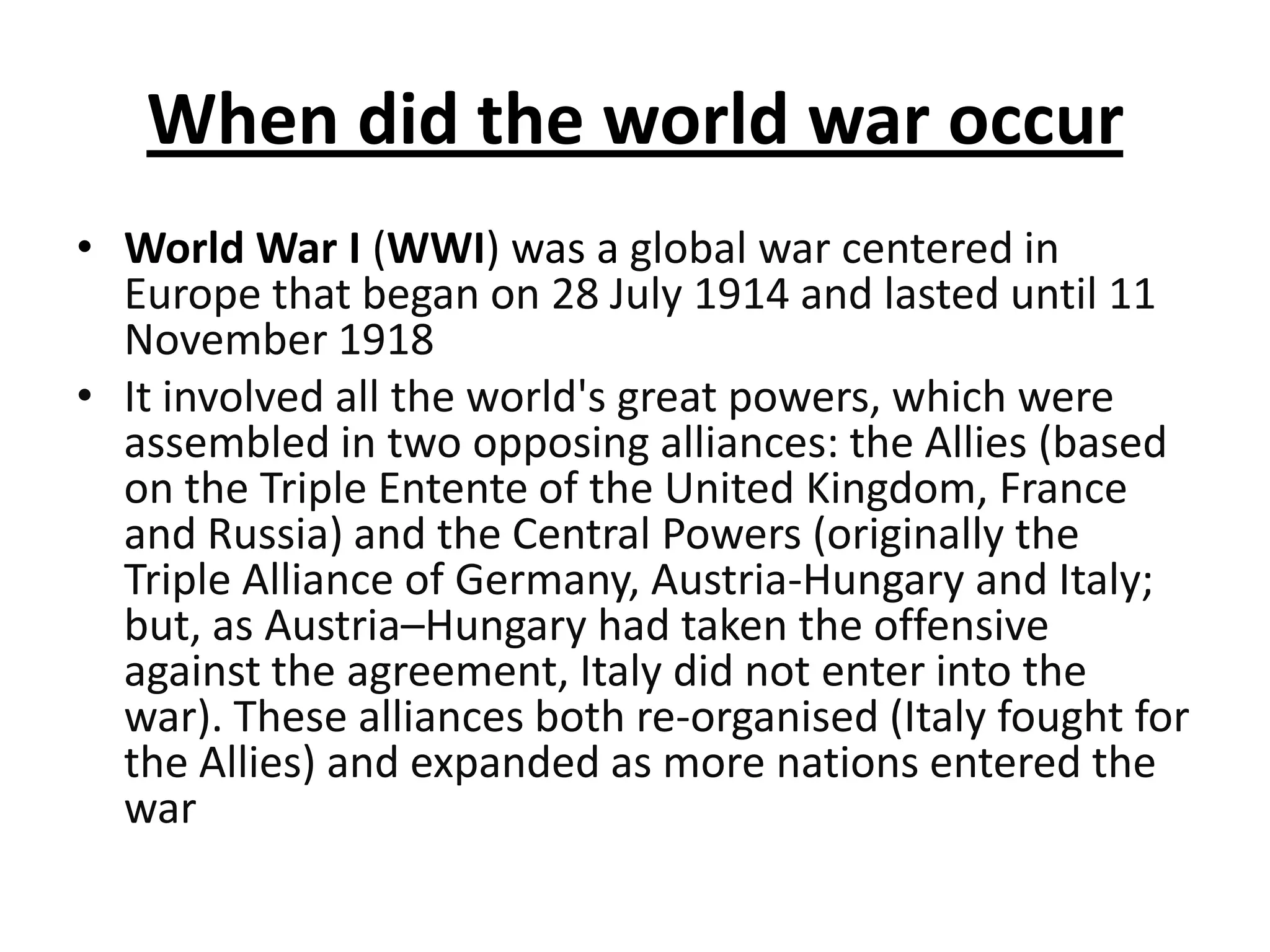 World war 1 | PPTX