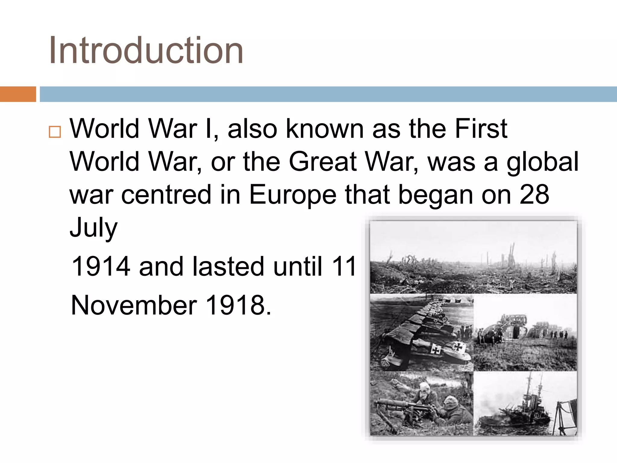 World war 1 for grade 7, 8 and 9 | PPTX