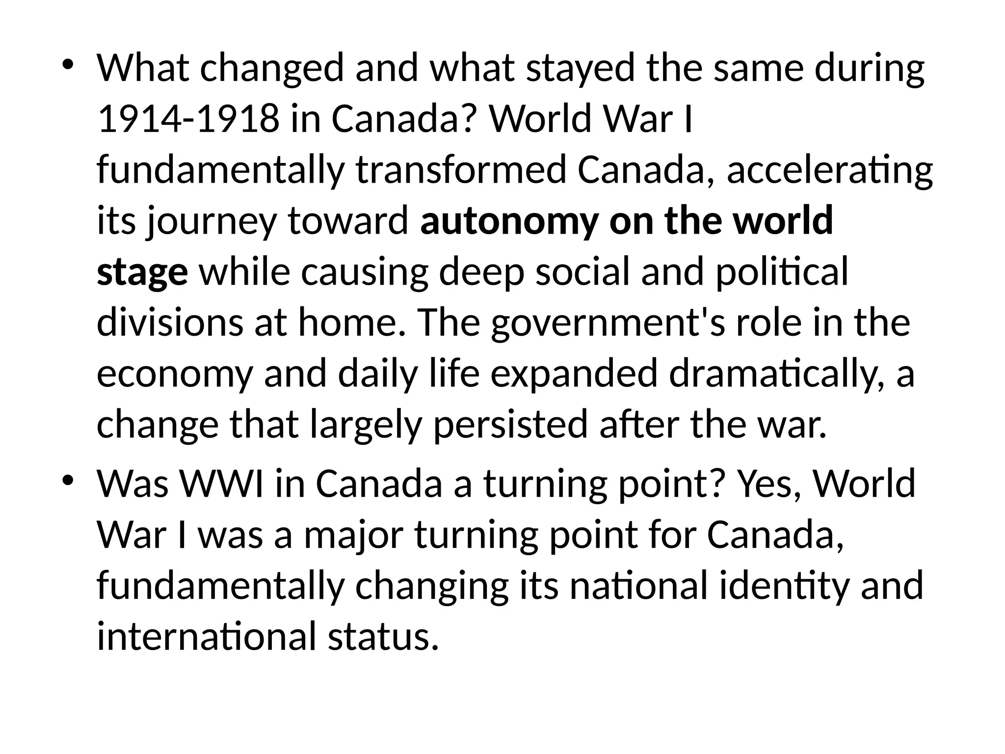 World war 1 presentation for grade 5 in canada | PPTX