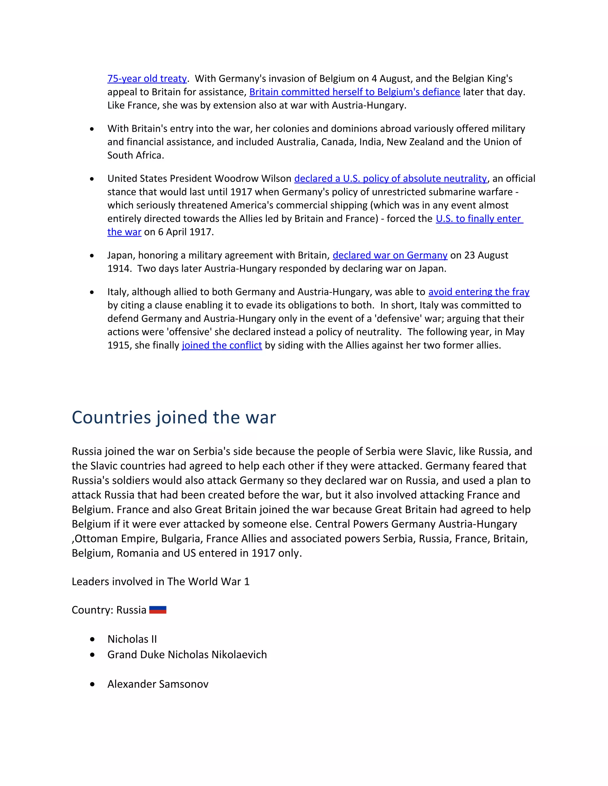 A detailed analysis on World War I & II | DOC