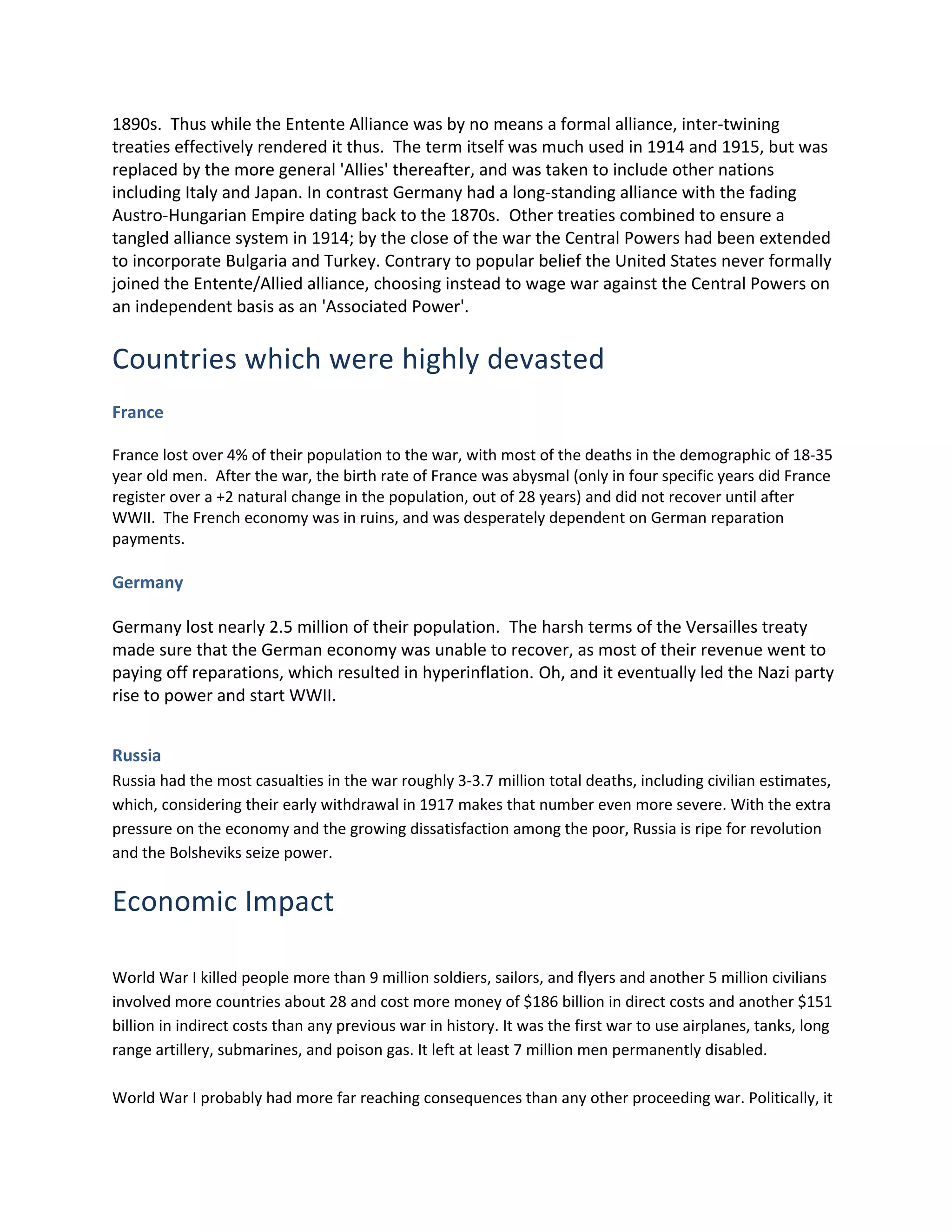 A detailed analysis on World War I & II | DOC