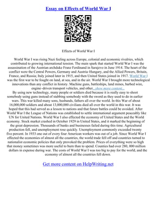 World War 1 Essay | PDF
