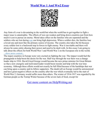 World War 1 Essays | PDF
