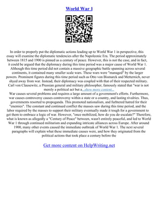 World War 1 Essays | PDF