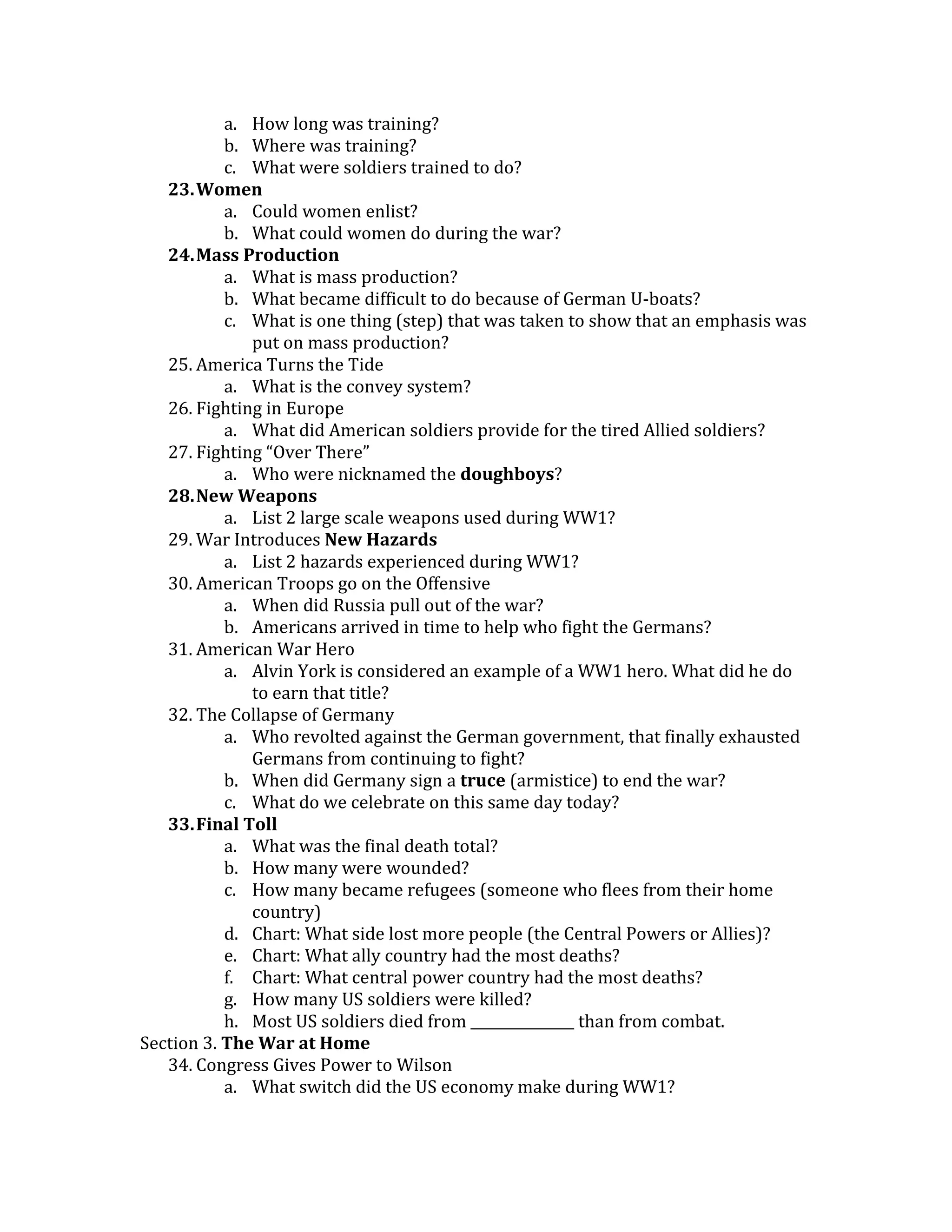 World war 1 notes | DOCX | Death, Injury, or Military Conflict ...