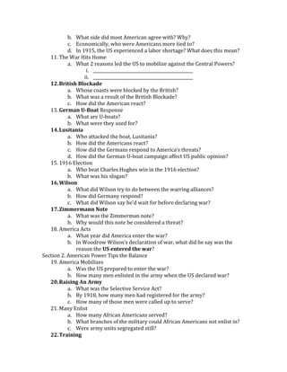 World war 1 notes | DOCX