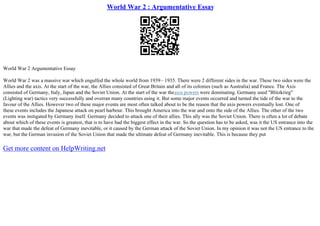 World War 2 Essay | PDF