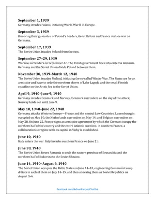World War 2 Timeline 1939 To 1945