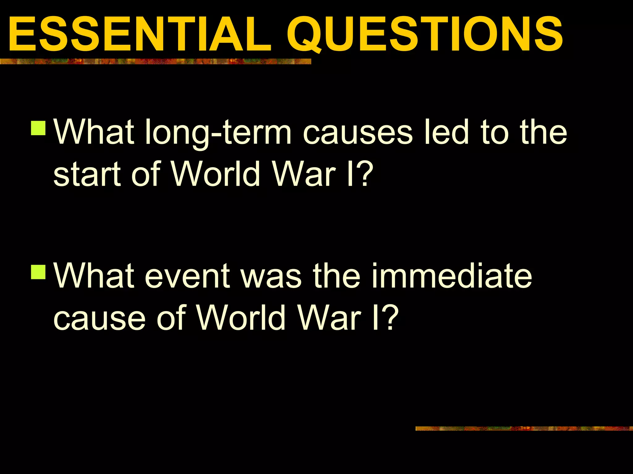 World War I Causes | PPT