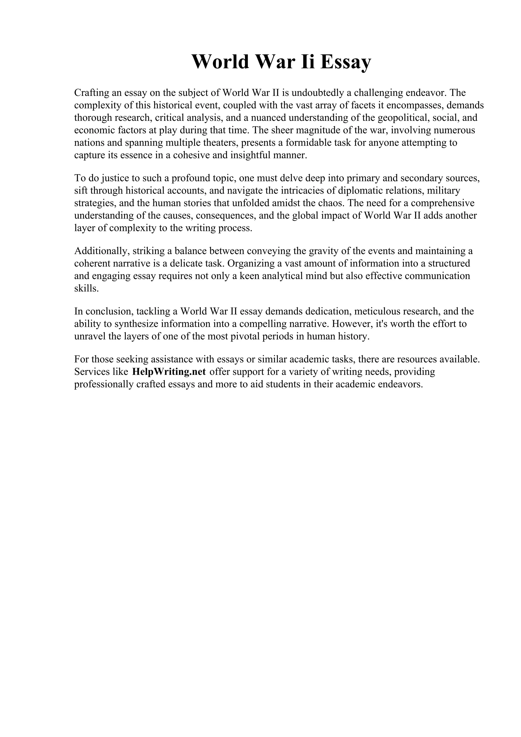 World War Ii Essay. The Consequences of World War II: Example of Couse ...