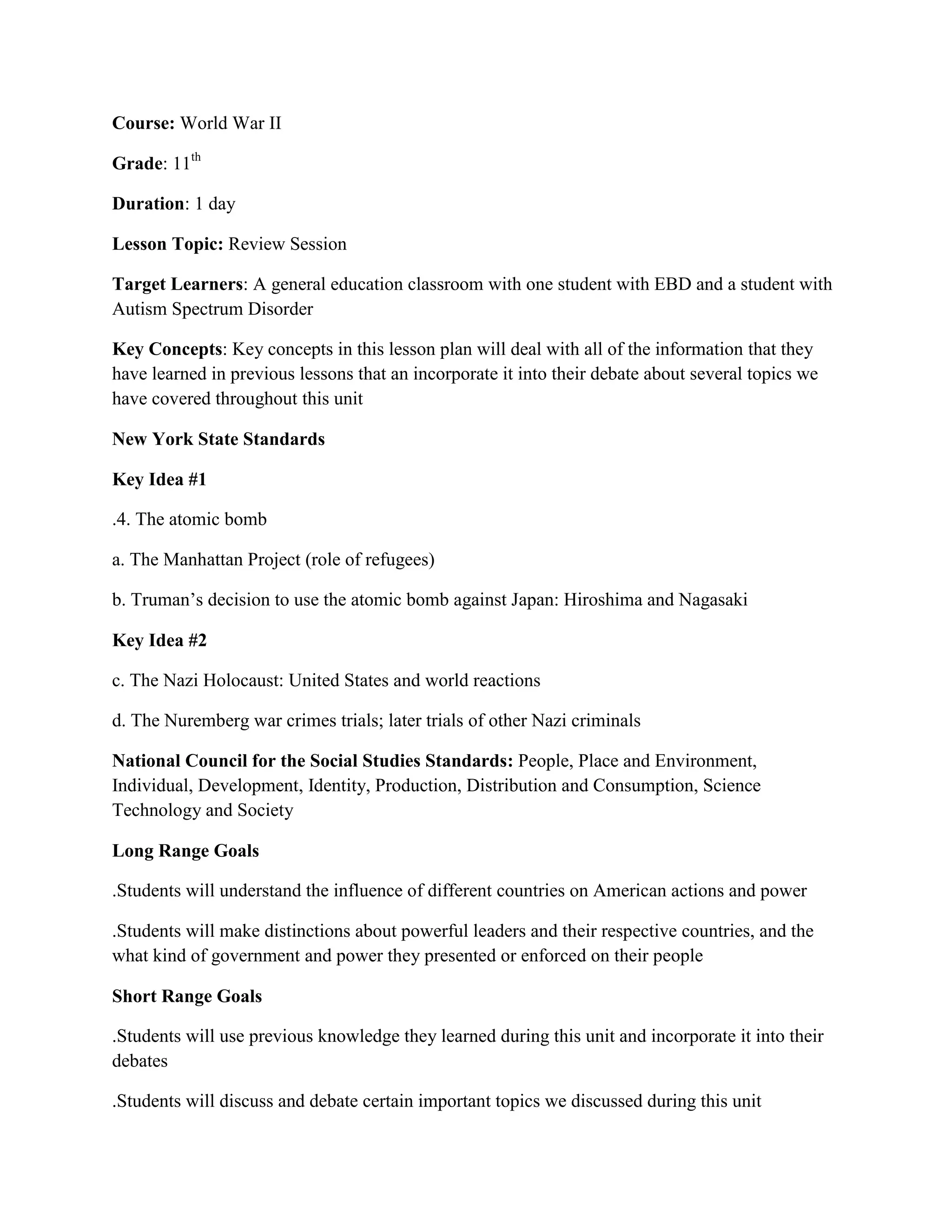 World war ii lesson | DOCX