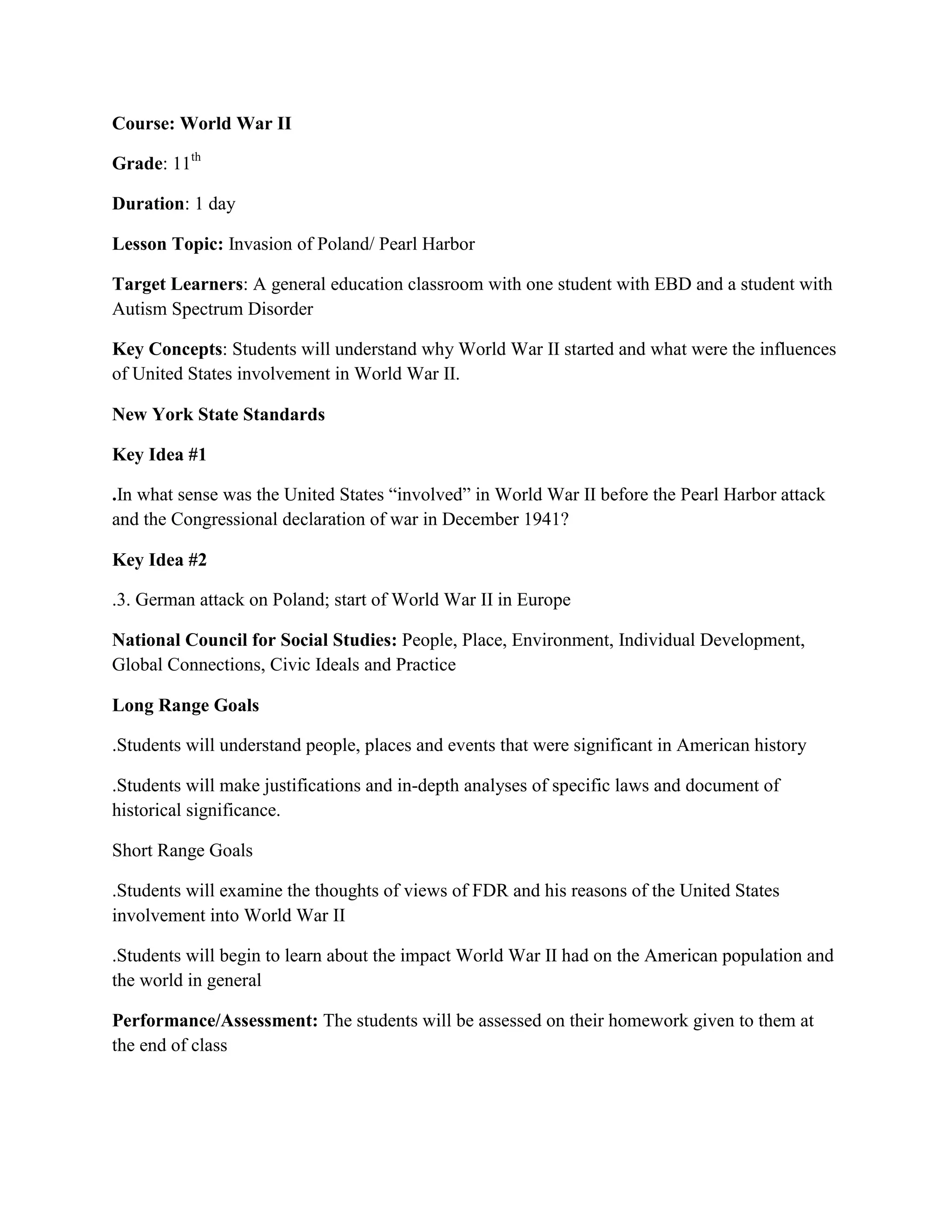 World war II lesson | DOCX