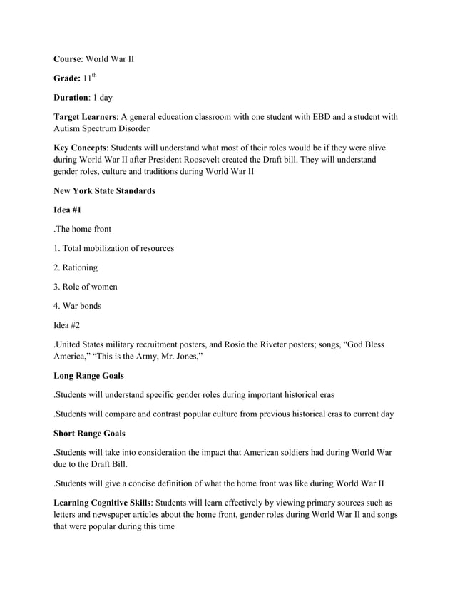 World war II lesson | DOCX