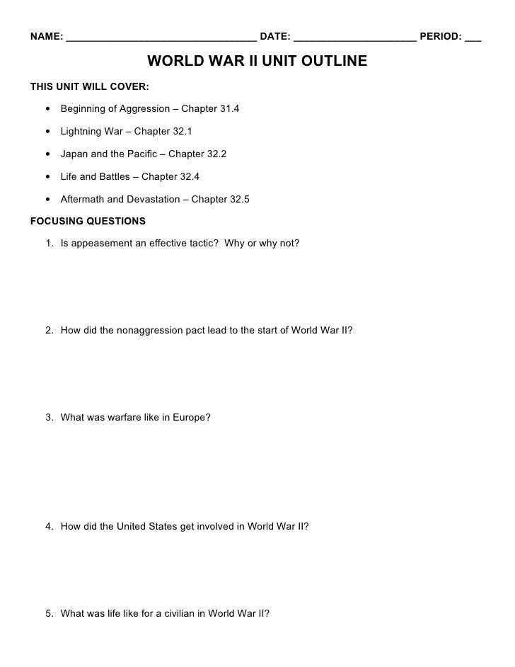 World war ii unit outline cp
