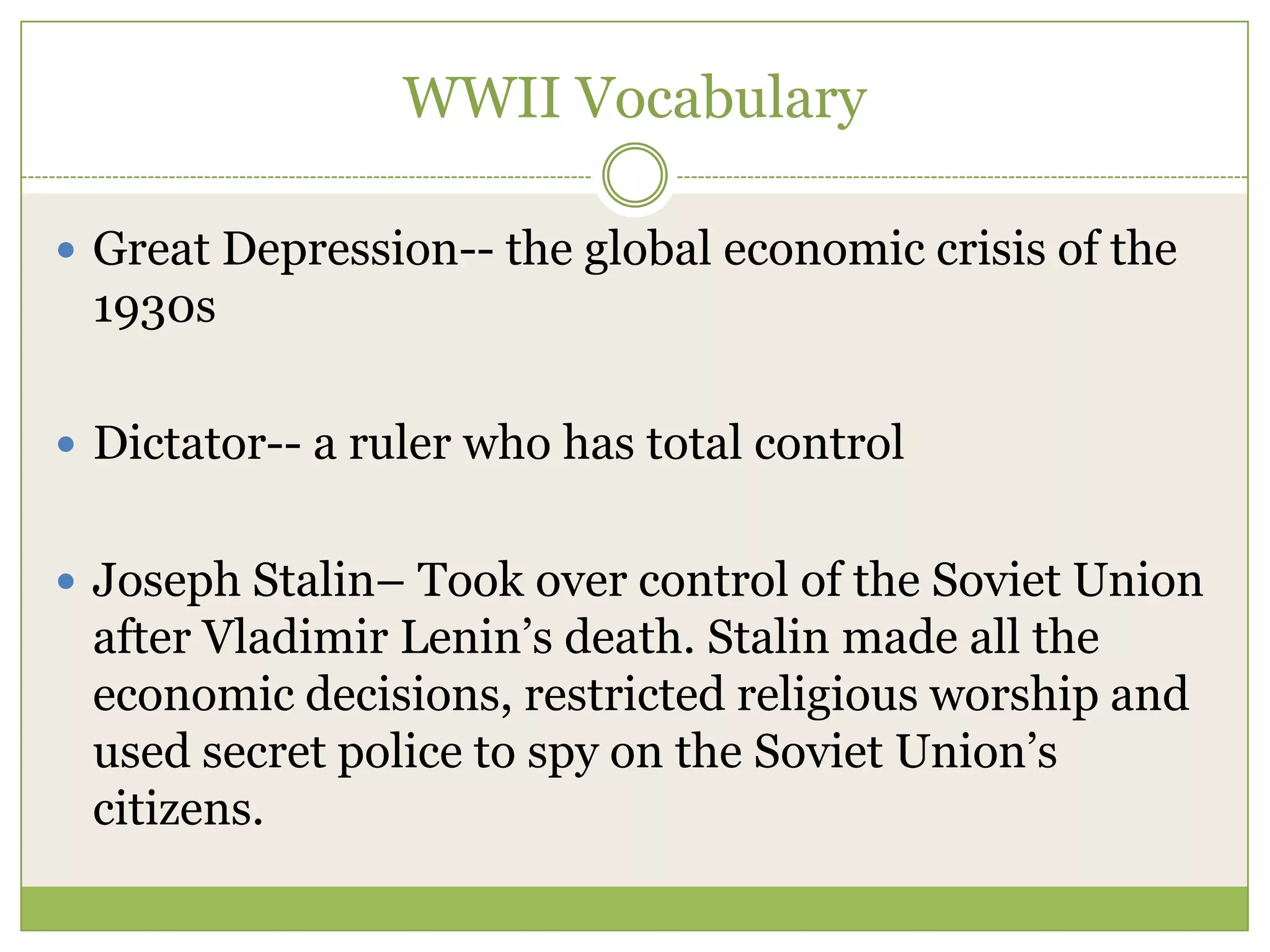 World War II Vocabulary | PPTX | Death, Injury, or Military Conflict ...