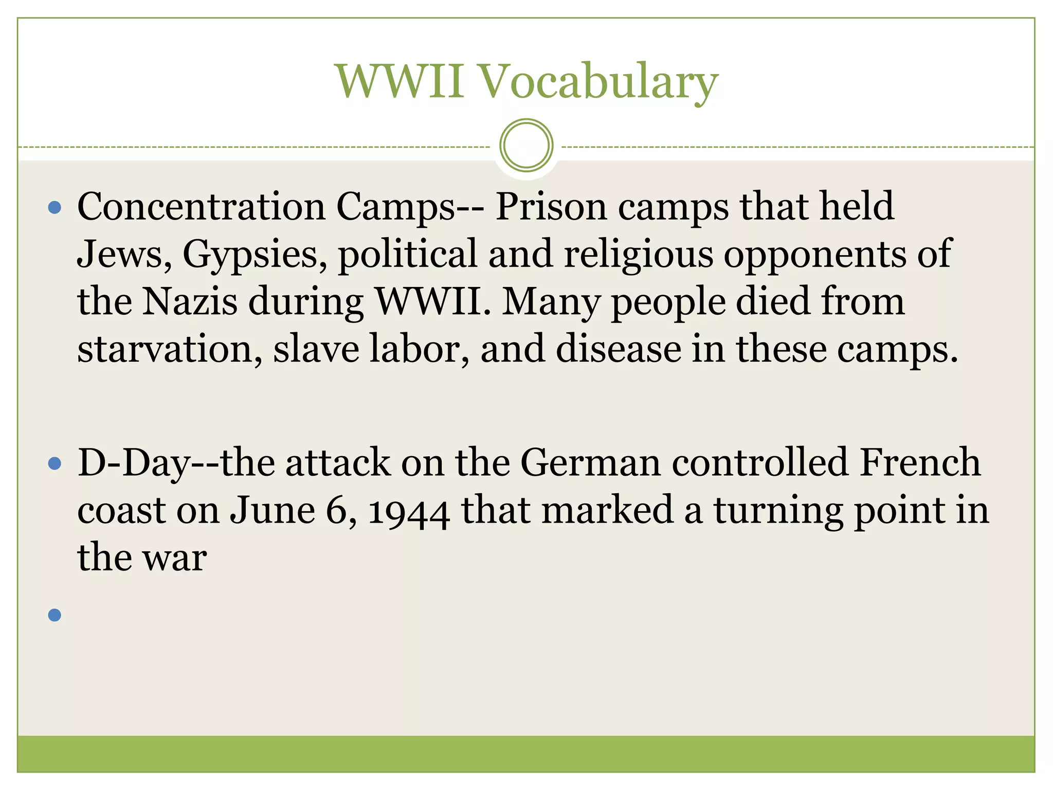 World War II Vocabulary | PPTX | Death, Injury, or Military Conflict ...