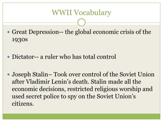 World War II Vocabulary | PPTX | Death, Injury, or Military Conflict ...