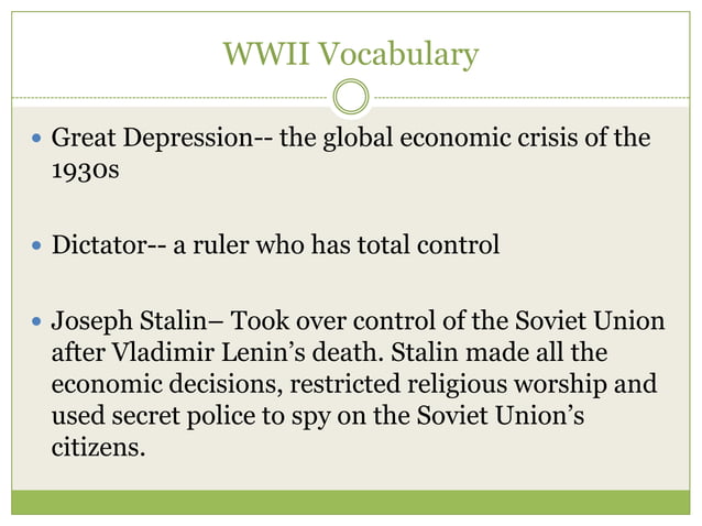 World War II Vocabulary | PPTX | Death, Injury, or Military Conflict ...