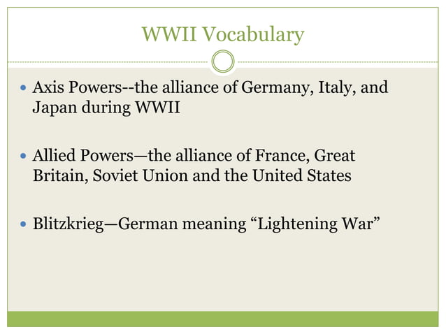 World War II Vocabulary | PPTX | Death, Injury, or Military Conflict ...